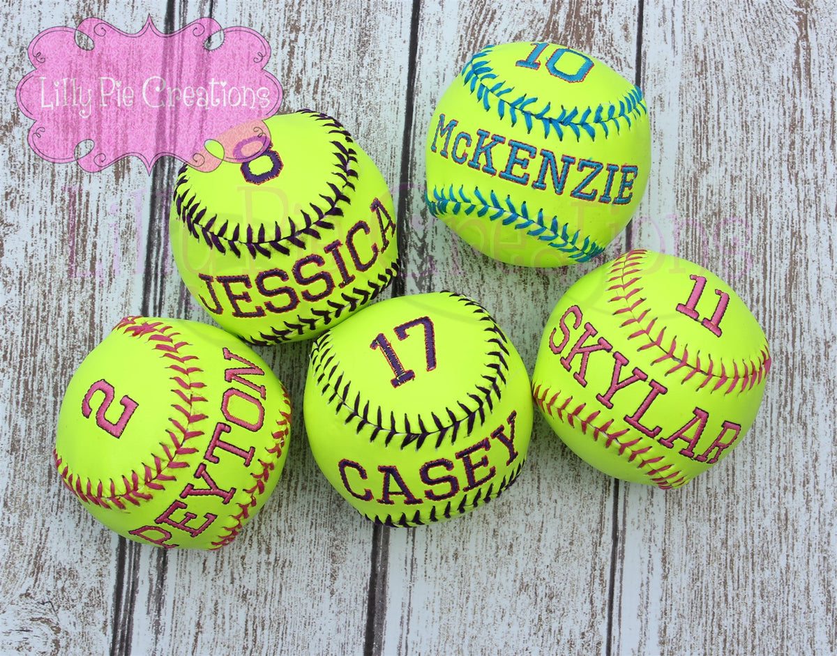 Custom Embroidered Softball- Custom Softball Team Gift – Lilly Pie ...